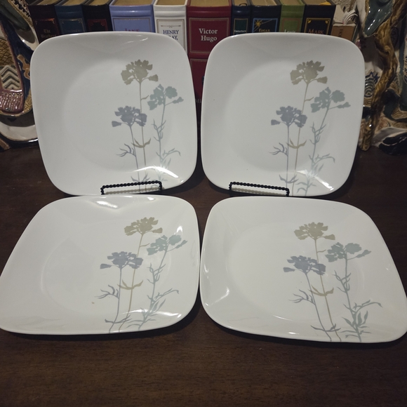 Corelle | Dining | Corelle White And Blue Floral Square Plates | Poshmark